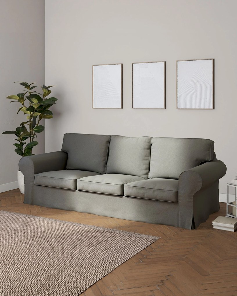 Potah na pohovku IKEA Ektorp 3-místná rozkládací, NOVÝ MODEL 2013 barva šedá látka pletený vzor
