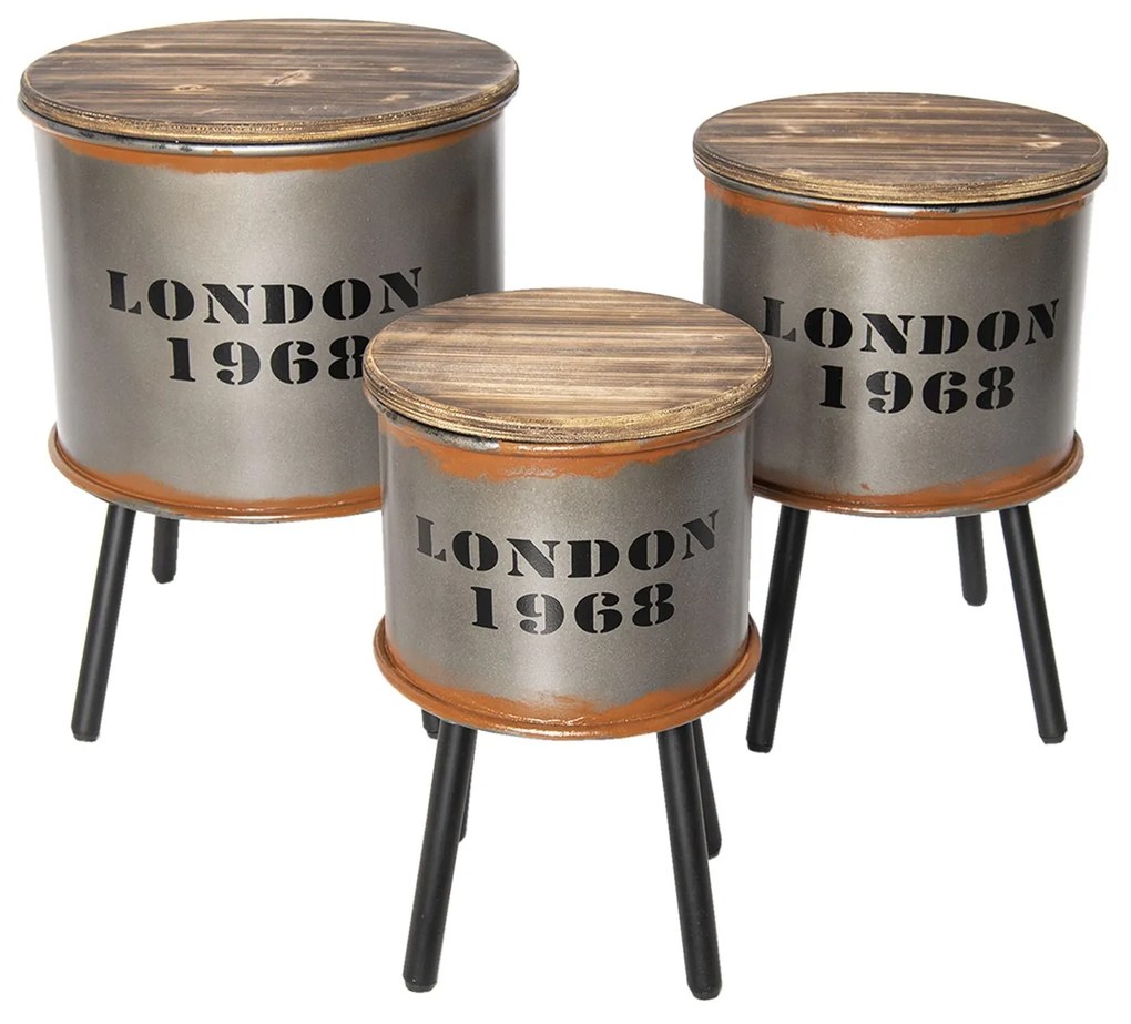 Set tří odkládacích stolků London - Ø 40*54 cm/Ø 34*49 cm/Ø 27*44 cm (3)