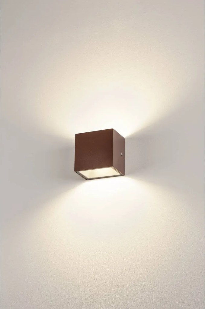 LA 1002034 SITRA CUBE WL, LED venkovní nástěnné a stropní nástavbové svítidlo, rezavě zbarvené, IP44, 3000K, 10W - BIG WHITE (SLV)