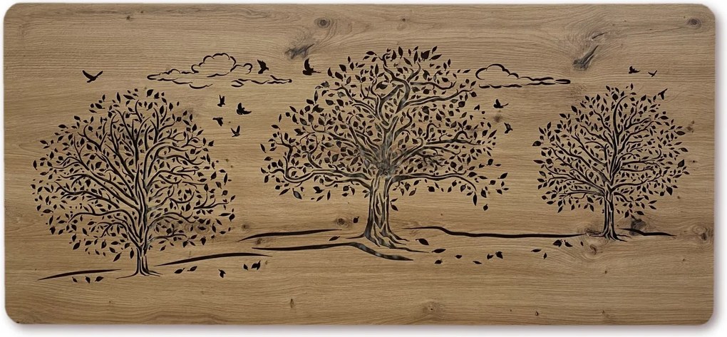 Li-Go "Tři lípy" světelný obraz s baterií 110x50cm varianta ovládání: manuál/pohybové čidlo, provedení povrchu: bříza