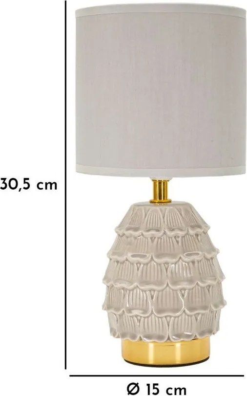 Béžová keramická stolní lampa s textilním stínidlem (výška 30,5 cm) Pigny – Mauro Ferretti