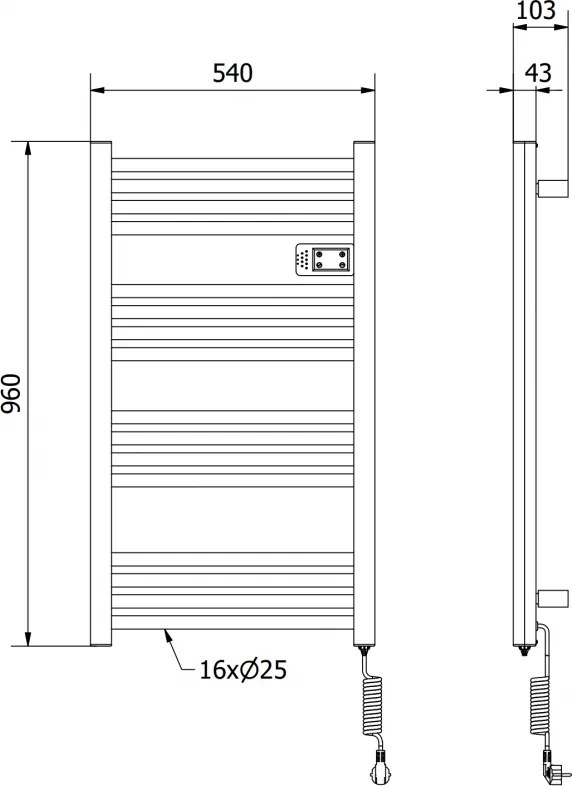 Mexen Aran, elektrické topné těleso 960x500 mm, 500 W, černá, W306-0960-540-00-70