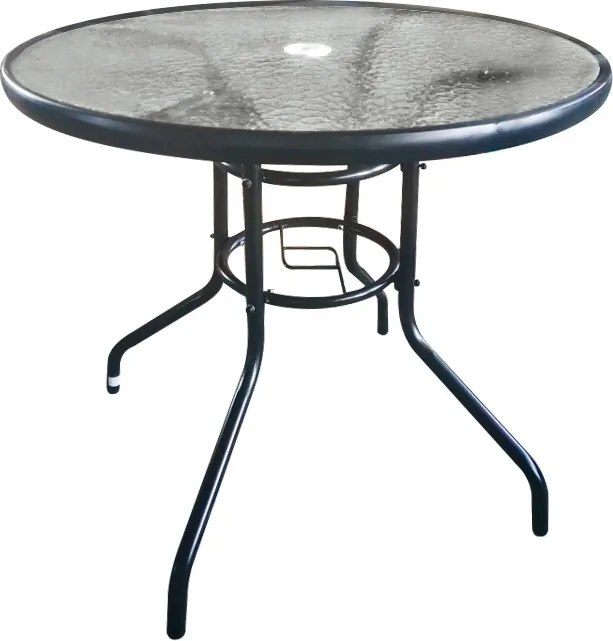 TRENDIE Zahradní stolek se sklem 80 cm kulatý