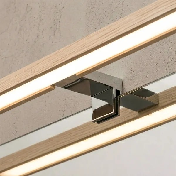 Brilagi-LED Koup osvět zrcad 3v1 WOODY MIRROR LED/12W/230V 60 cm IP44 chrom/dub