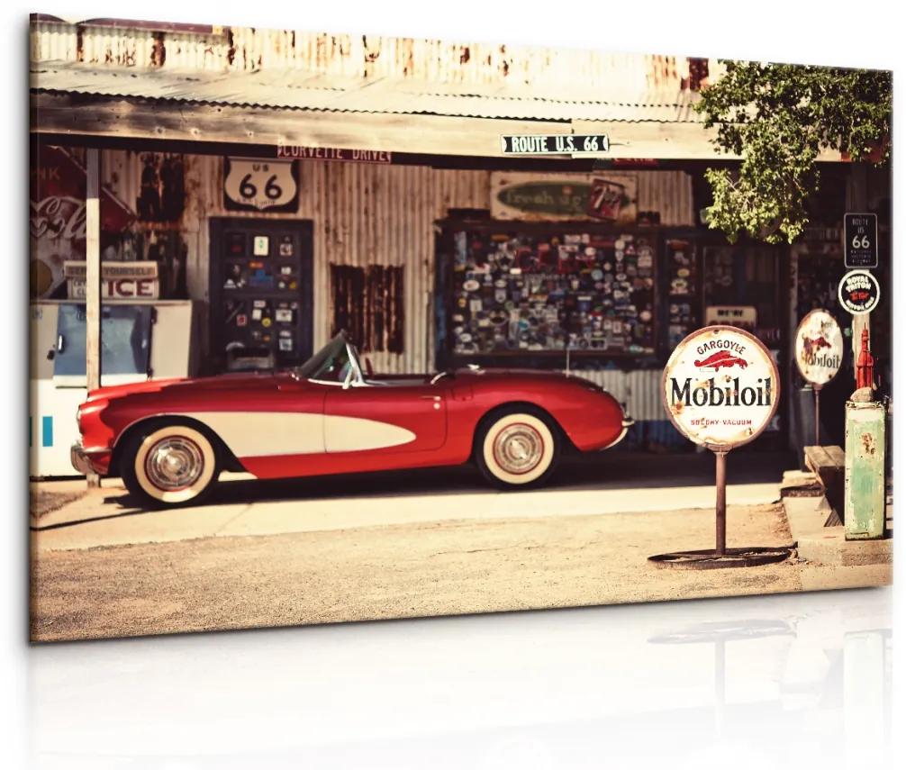 Malvis ® Obraz Americká benzinová pumpa Velikost: čtverec - 80x80 cm