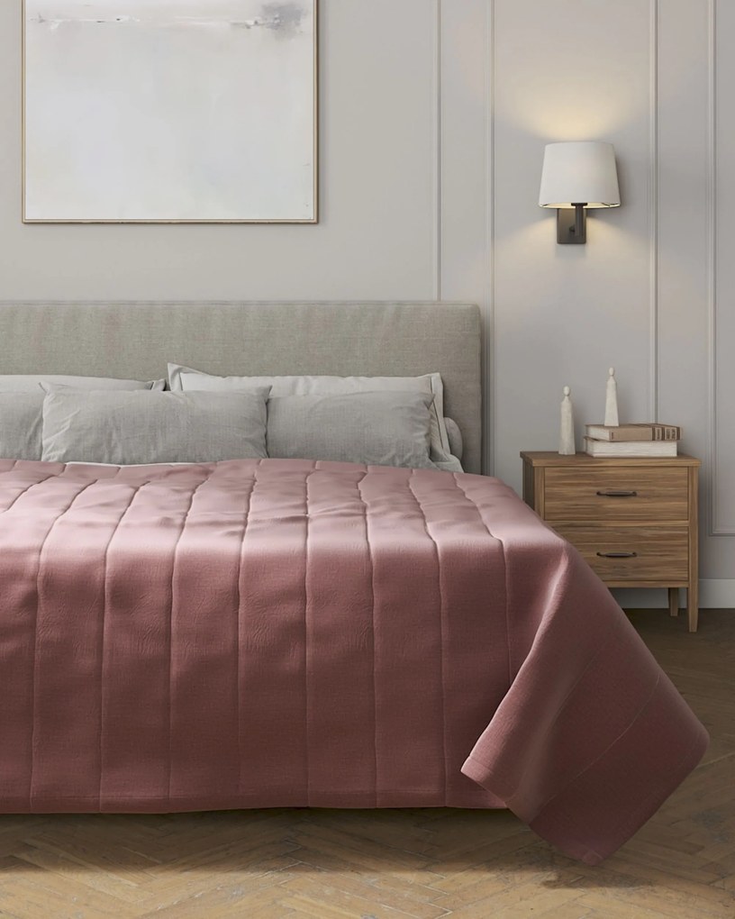 Přehoz s podélným prošitím barva fialová látka sametová