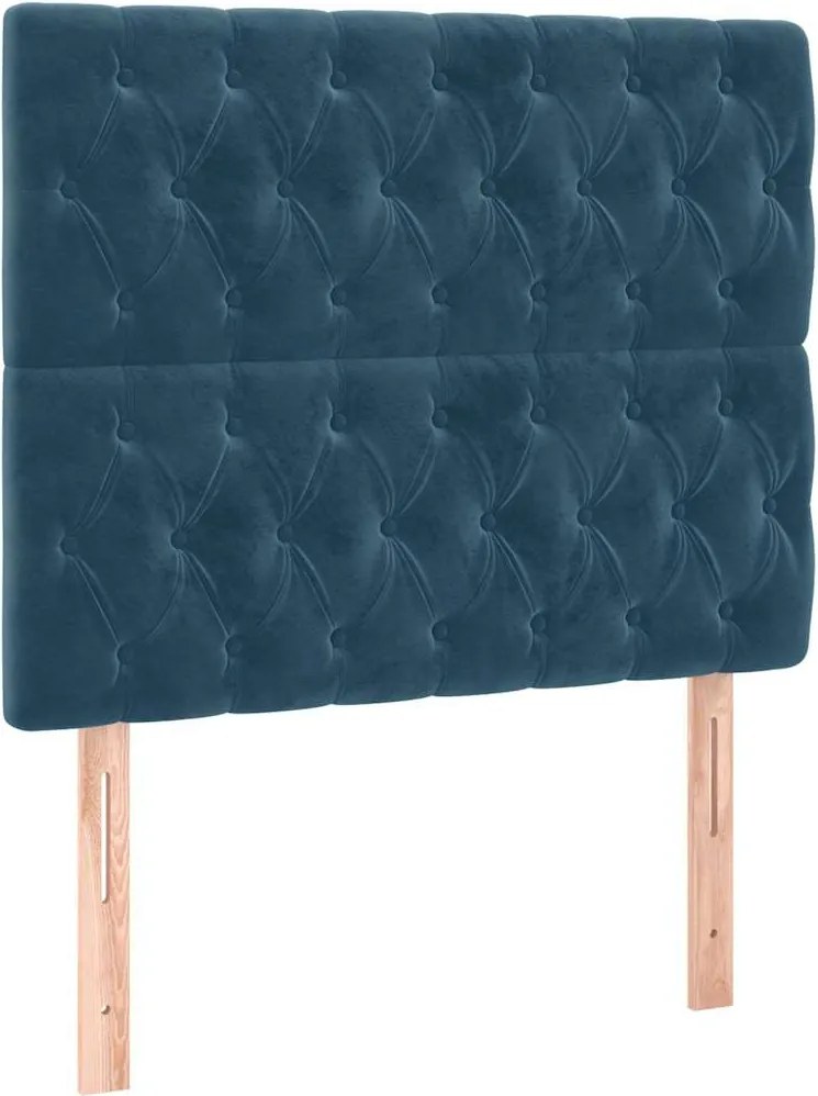 Čelo postele tmavě modré 100x7x118/128 cm sametové 3116714