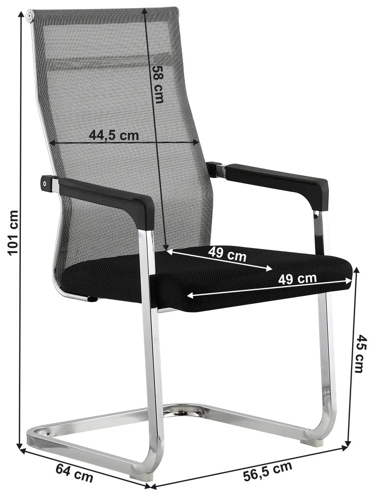 Konferenční židle RIMALA — síť, látka, šedá / černá Kondela