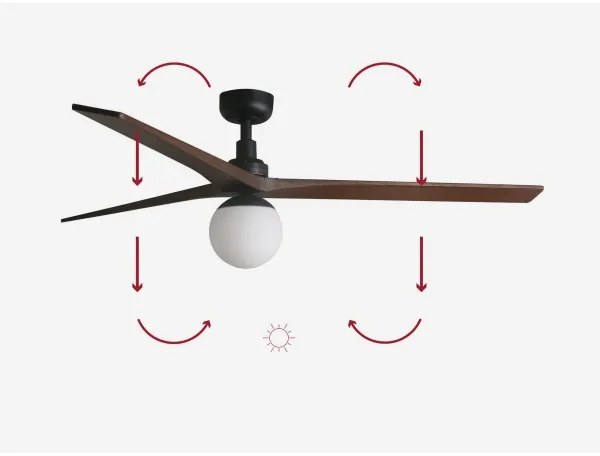 FARO 34276-11L - Stropní ventilátor KLIM L 1xE27/15W/230V ořech/černá + DO