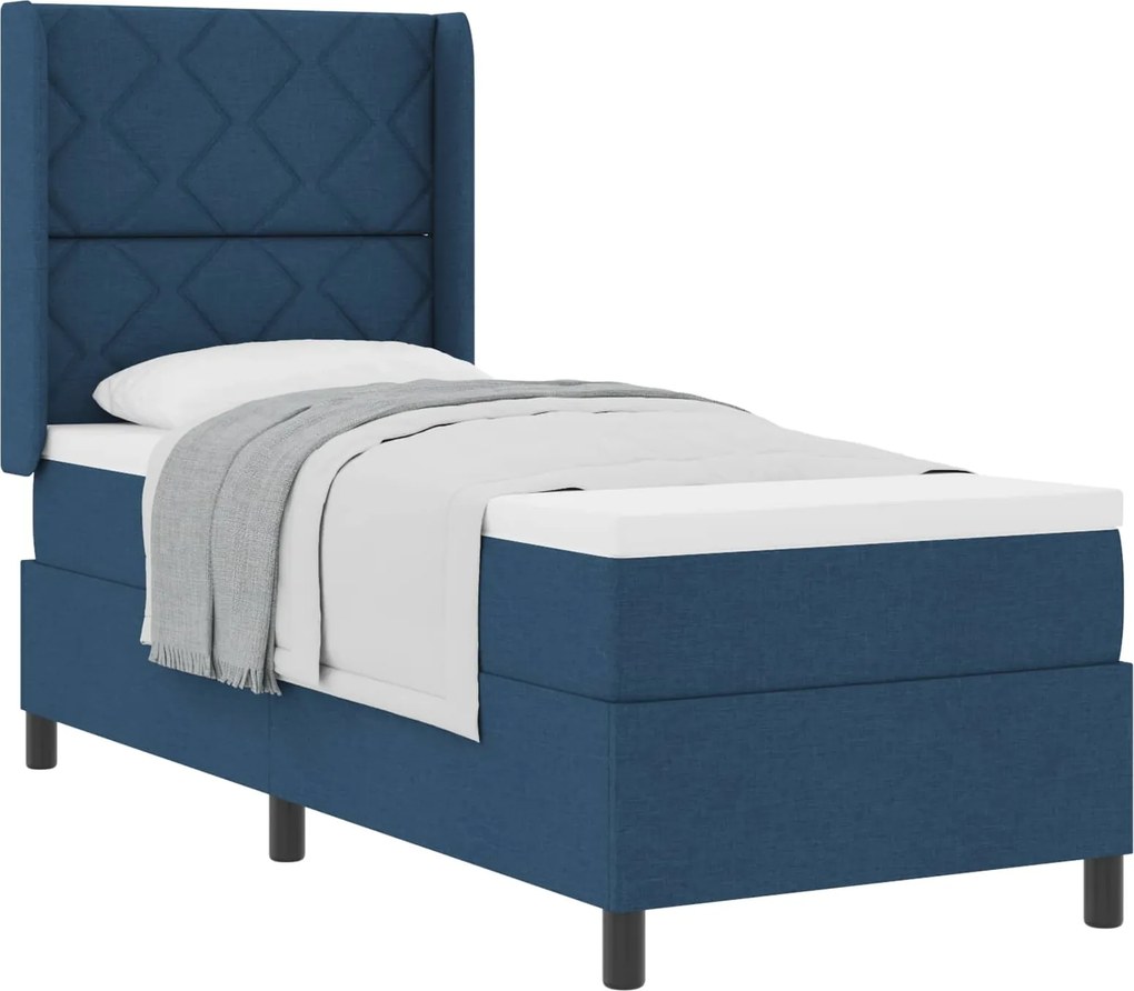 Postel s boxspringem s polštářem Modrá 190 x 90 cm textil 3341685