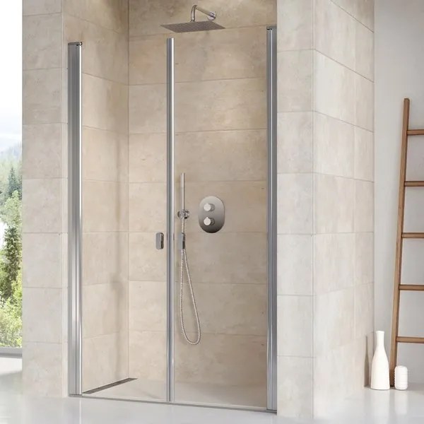 Ravak - Sprchové dveře dvoudílné Chrome CSDL2-120 - lesklý Alubright, transparentní sklo