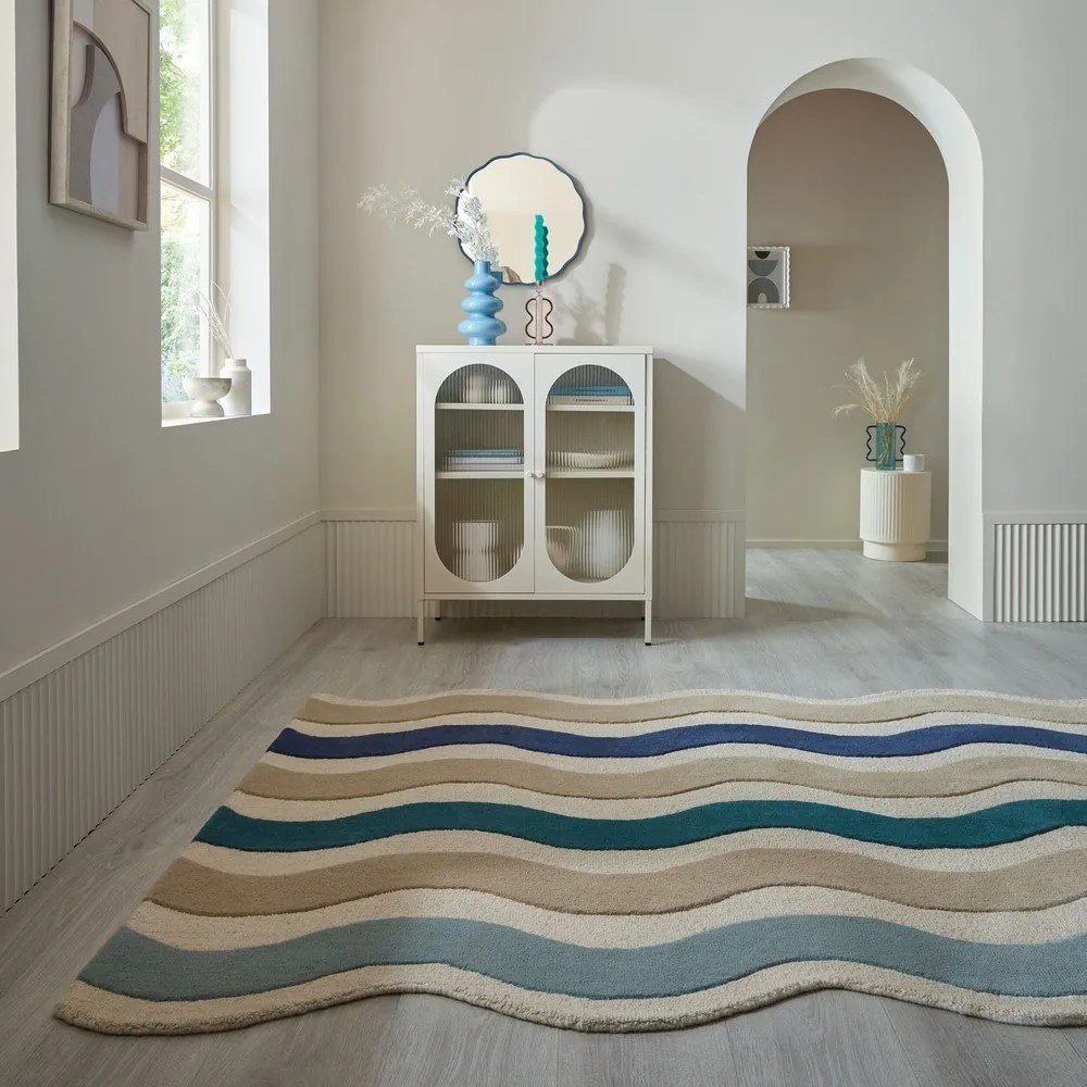 Modrý ručně tkaný vlněný koberec 200x290 cm Cascade Wool – Flair Rugs