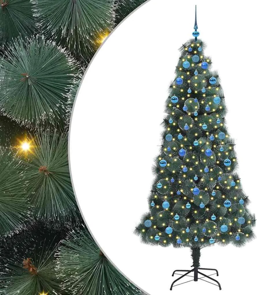 Umělý osvětlený vánoční stromeček se sadou koulí Zelená 210 cm 3396185