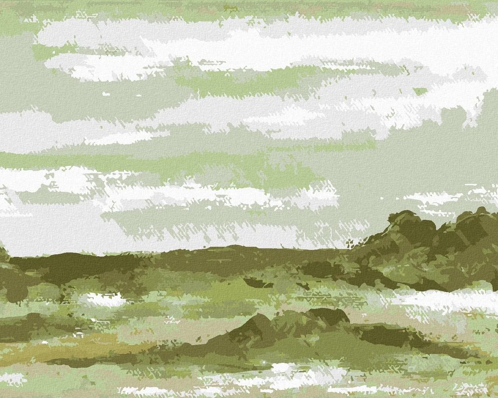 Malování podle čísel zelená krajina (haley bush), 40x50 cm, vypnuté plátno na rám