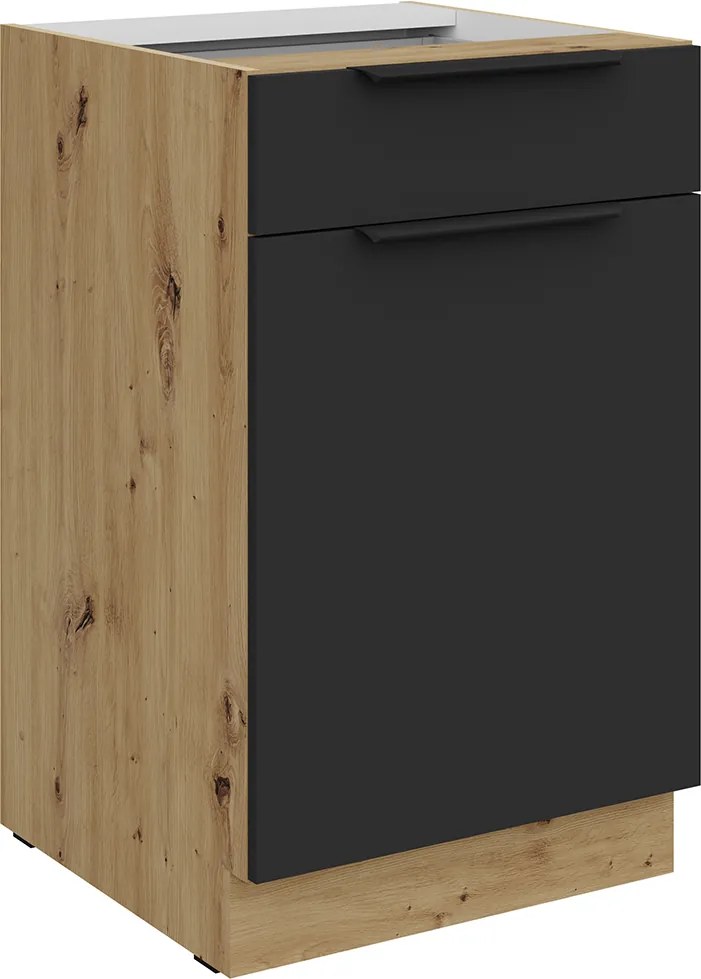 ARIA ac | dolní skříňka 50 D 1F 1S policová se zásuvkou | 50 cm | PREMIUM BOX | artisan/černá