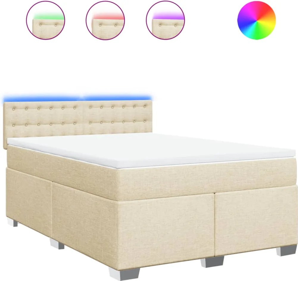 Box spring postel s matrací krémová 140x200 cm textil 3288230