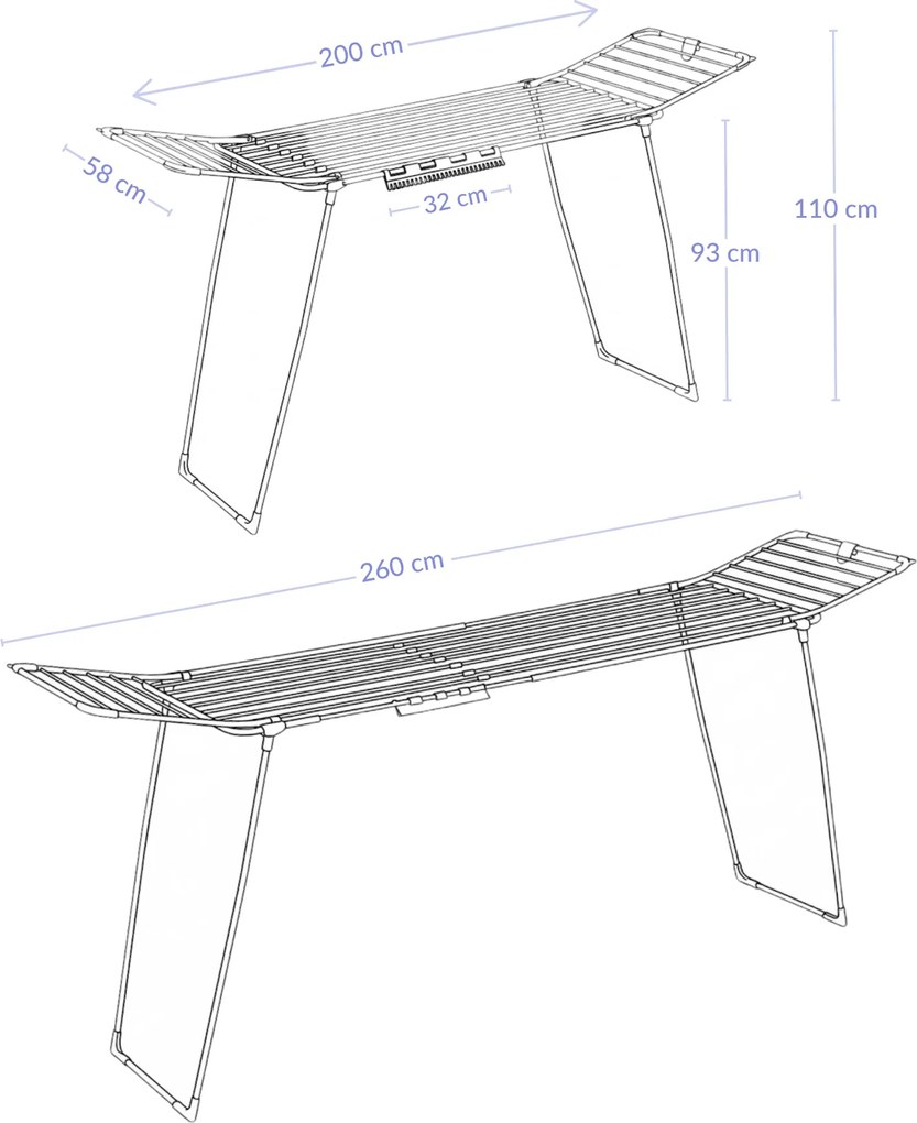 Teleskopický sušák na prádlo s výklopnými rameny, 200-260 cm, SVARTO
