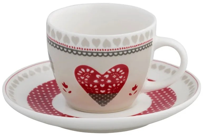 Set 4 hrnků z kostního porcelánu s podšálkem Brandani Happy Days