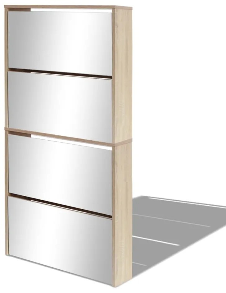 Botník čtyřpatrový zrcadlo dub 63 x 17 x 134 cm 273935