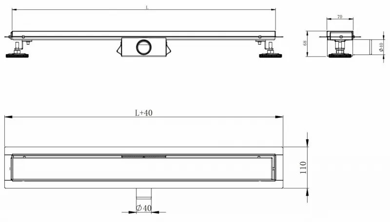 Odtokový žlab  MEXEN FLAT 2v1 nízký sifon 180 cm