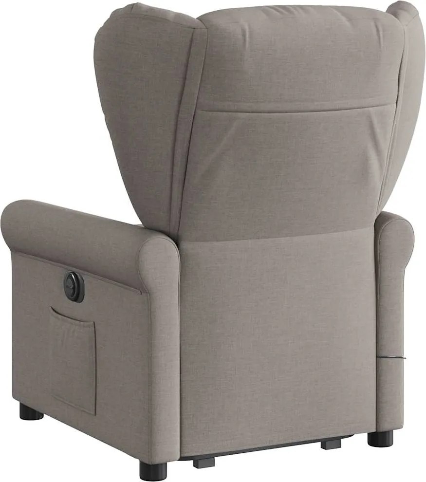 Elektrické zvedací masážní polohovací křeslo taupe textil 3303411