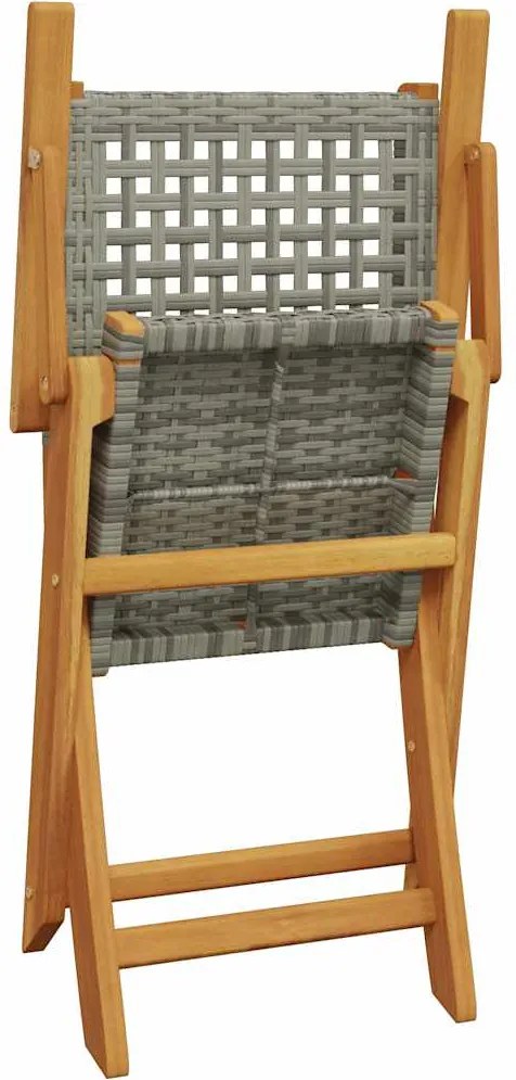 3dílný bistro set šedý polyratan a masivní dřevo 3281791