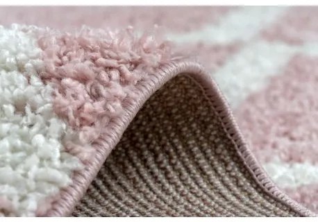 Koberec TROIK A0010, růžovo-bílá - střapce, Maroko Shaggy