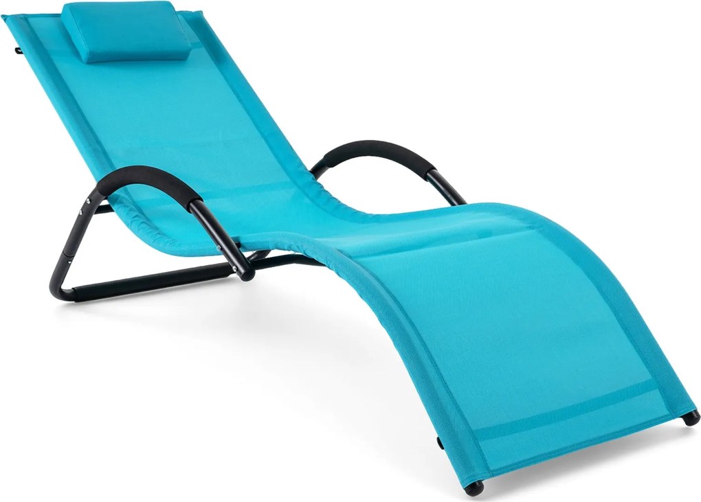 Costway Lehátko, ergonomické zahradní lehátko s odnímatelným polštářem – modrý