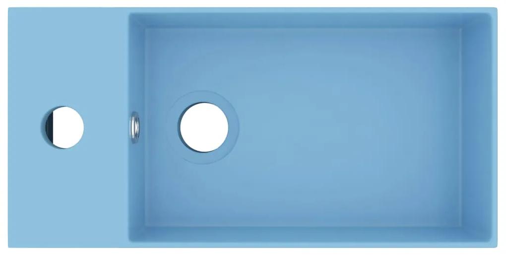 Koupelnové umyvadlo s přepadem keramické světle modré,  146989