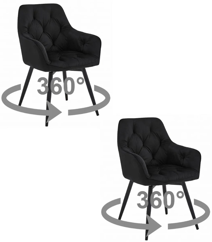 Otočné jídelní křeslo JORK360 VELVET, černé