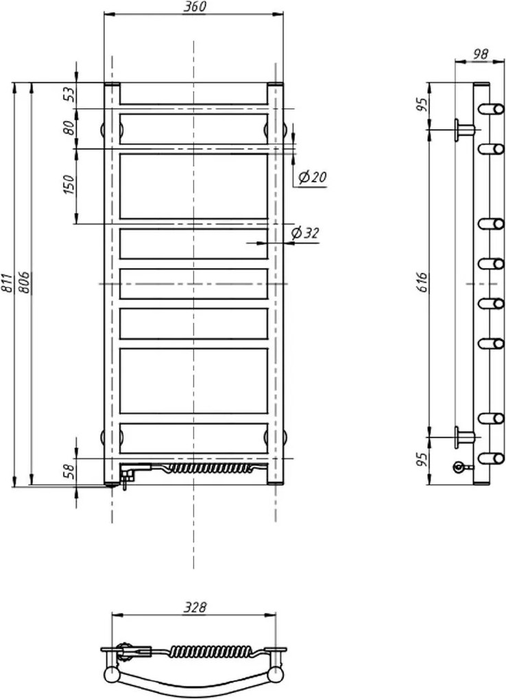 Aqualine Aqualine, SUPE elektrický sušák ručníků, 360x800mm, 107W, bílá, SU140