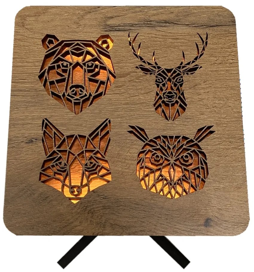 Li-Go "Lesní zvěř" lampa 19x19cm provedení povrchu: ořech