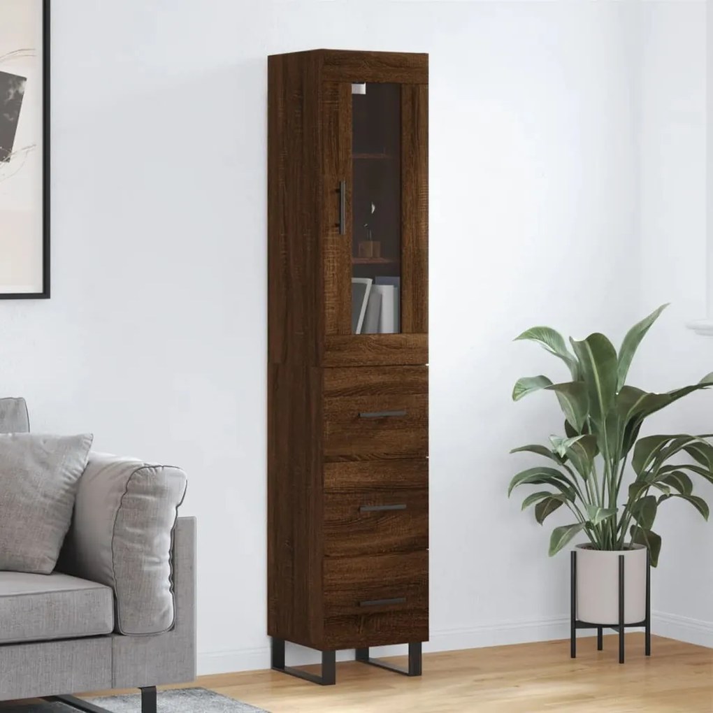 vidaXL Skříň highboard 34,5x34x180 cm kompozit [3199258] Barva: bílá s vysokým leskem