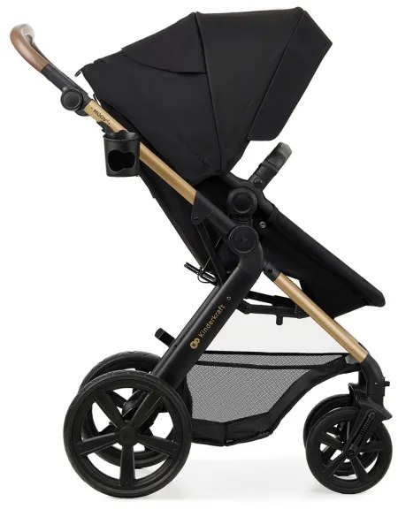 KINDERKRAFT - Kombinovaný kočárek 3v1 MOOV 2 Pure black + autosedačka MINK PRO