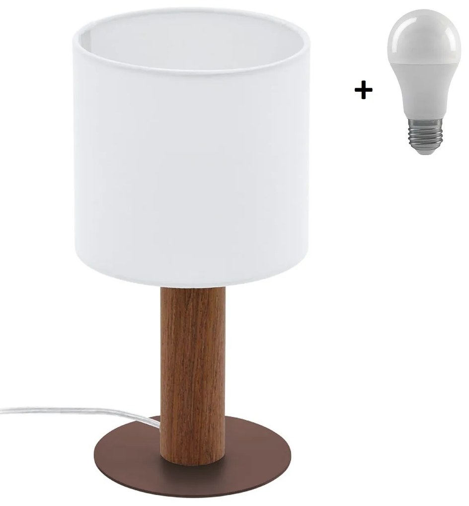 Eglo 97681 CONCESSA 3 - Moderní stolní lampa s textilním bílým stínidlem + Dárek LED žárovka