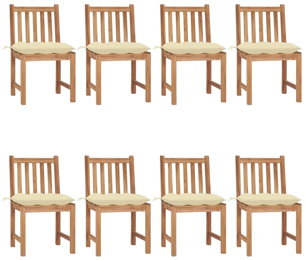 Zahradní židle s poduškami 8 ks masivní teak 3073159
