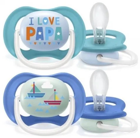 Dudlík Ultra Air Animals, 6-18m - I Love Papa Avent, modrý