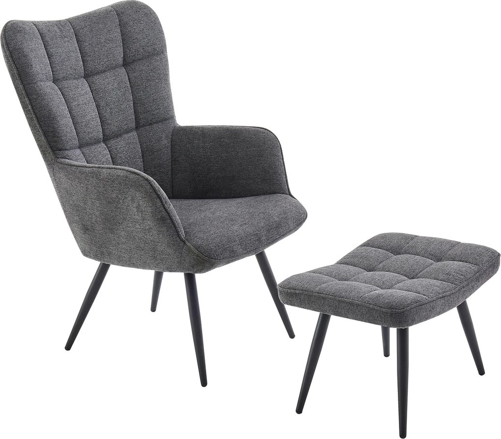 XXXLutz RELAXAČNÍ KŘESLO S TABURETEM, kov, textil, tmavě šedá Ti'me - Křesla klasická - 001836000802