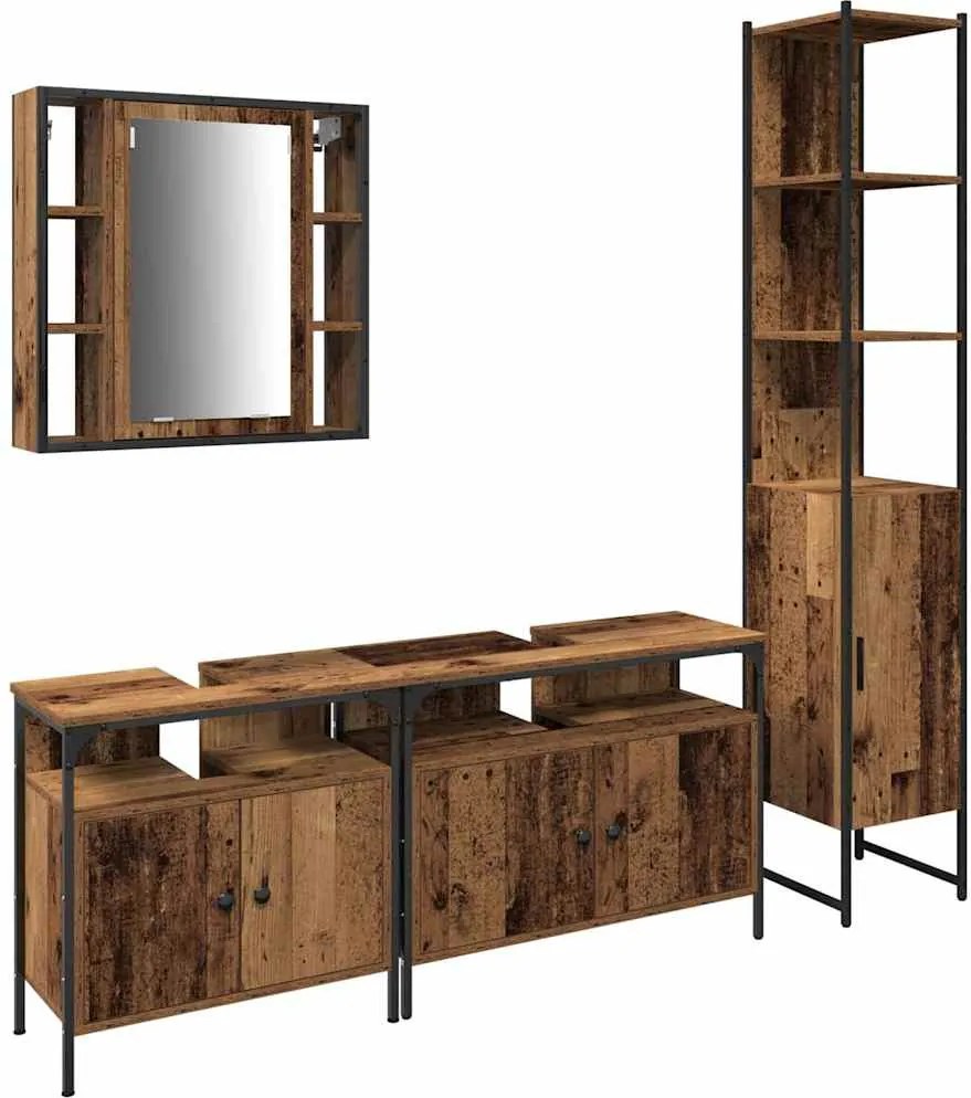 Sada koupelnového nábytku 4 ks Staré dřevo 33 x 33 x 185,5 cm 3332596