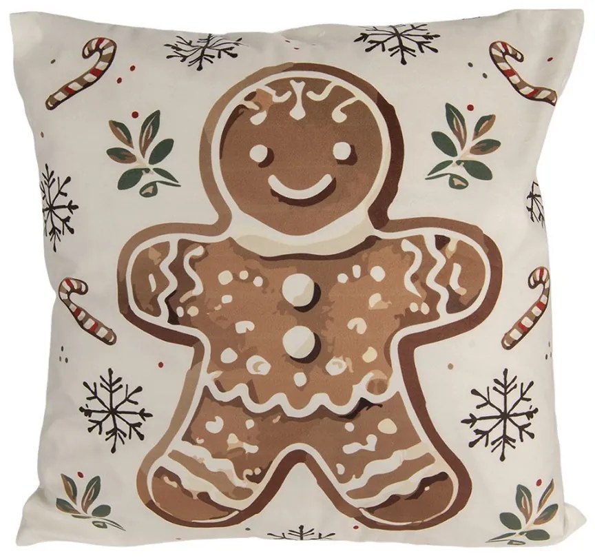 Béžový povlak na polštář s perníčkem Gingerbread Magic - 45*45 cm