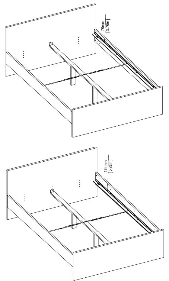 Bílá dvoulůžková postel z dřevotřísky bez roštu 140x200 cm Naia – Tvilum