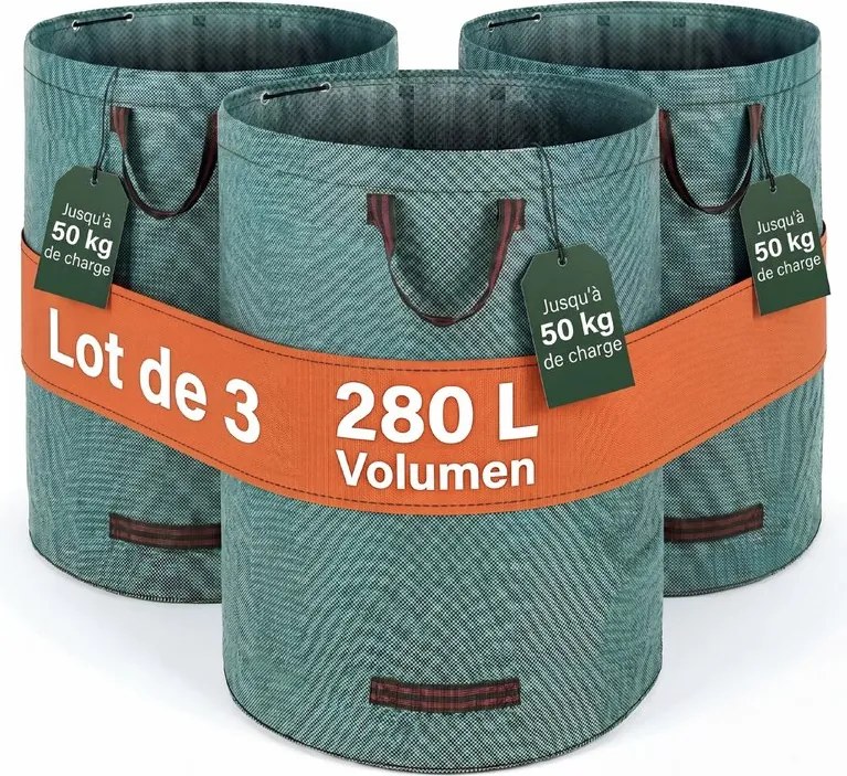 Zahradní taška sada 3 ks 280L max 50kg