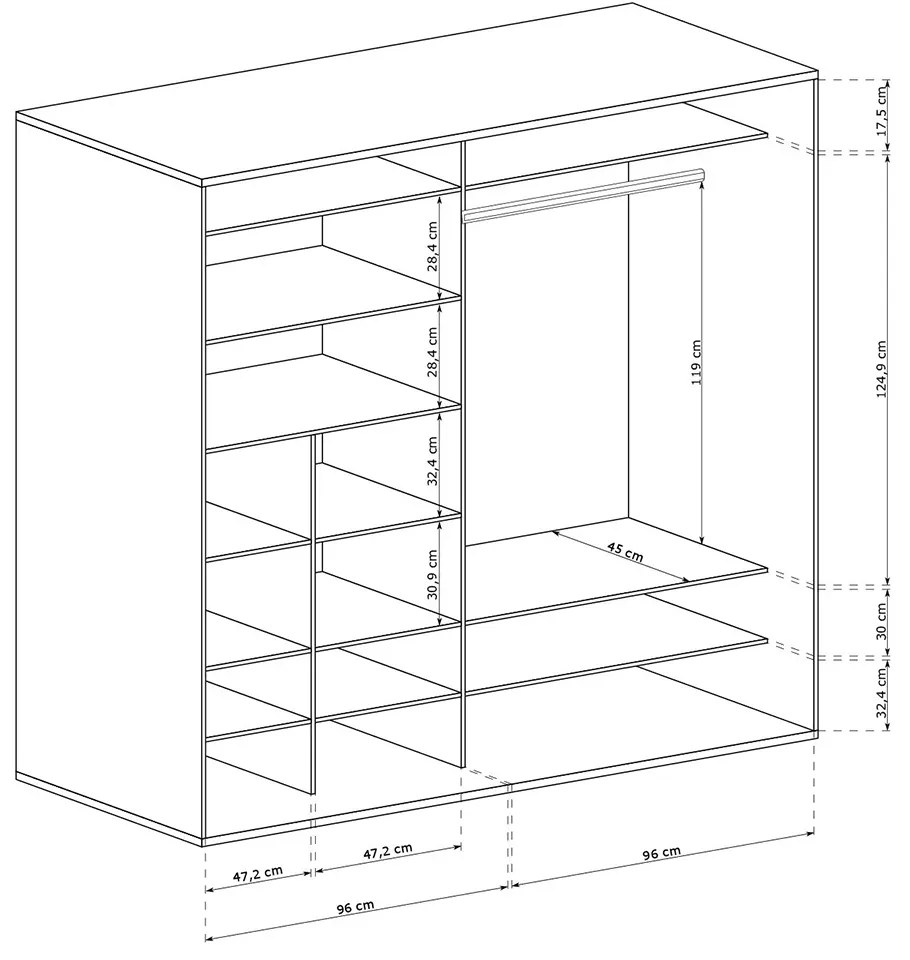 FONTI | šatní skříň F-11 | 199 cm | dub karamel