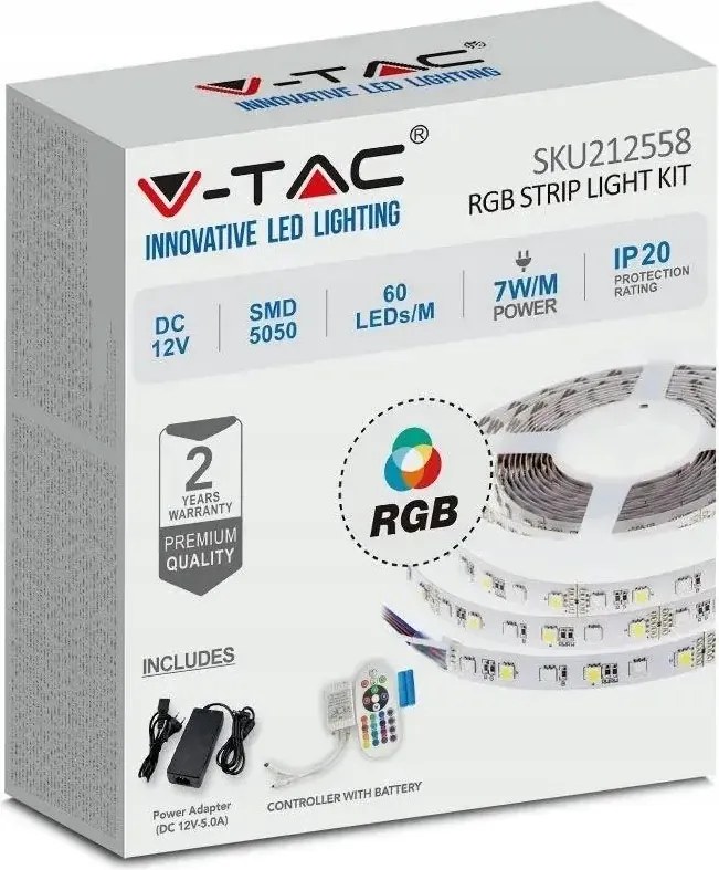 Sada Led V-tac Rgb s dálkovým ovládáním a ovladačem 5 m VT-5050 1000lm IP20