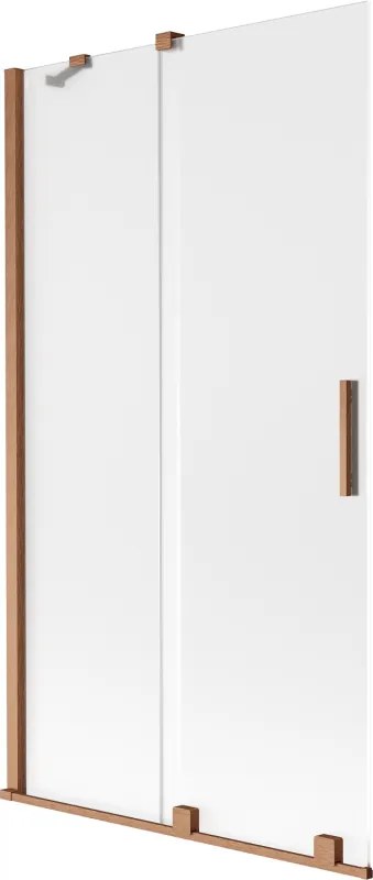 Mexen Velar, 2-křídlová posuvná vanová zástěna 100 x 150 cm, 8mm sklo námraza, měděná matná, 896-100-000-31-65