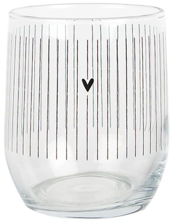 Sklenička se srdíčkem a proužky Lovely Day - Ø 8*9 cm / 300 ml