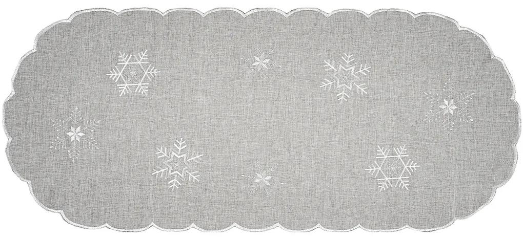 Forbyt Vánoční ubrus Vločky šedá, 40 x 90 cm