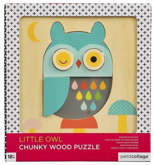 Petit Collage Dřevěné puzzle sova