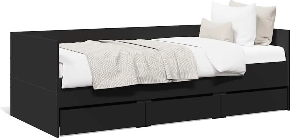 Válenda se zásuvkami bez matrace černá 75 x 190 cm 3280833