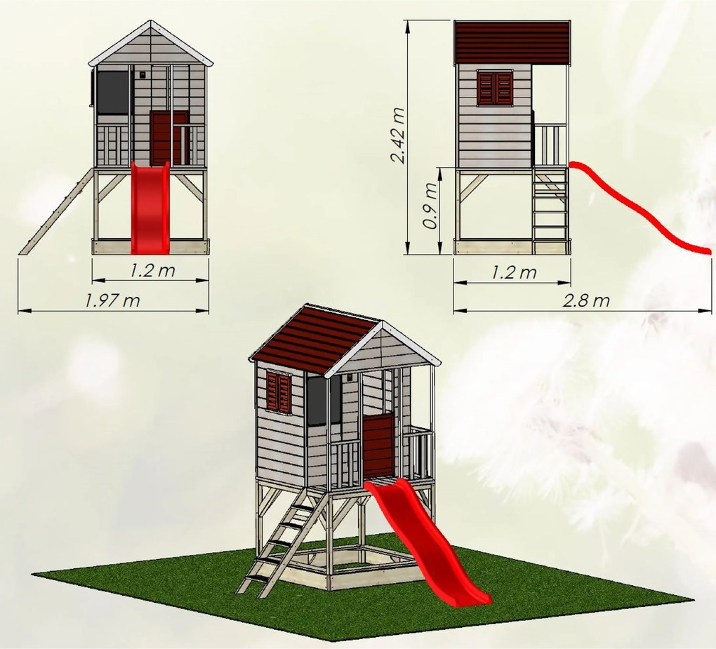 Marimex | Dětský dřevěný domeček Marimex Veranda se skluzavkou | 11640361